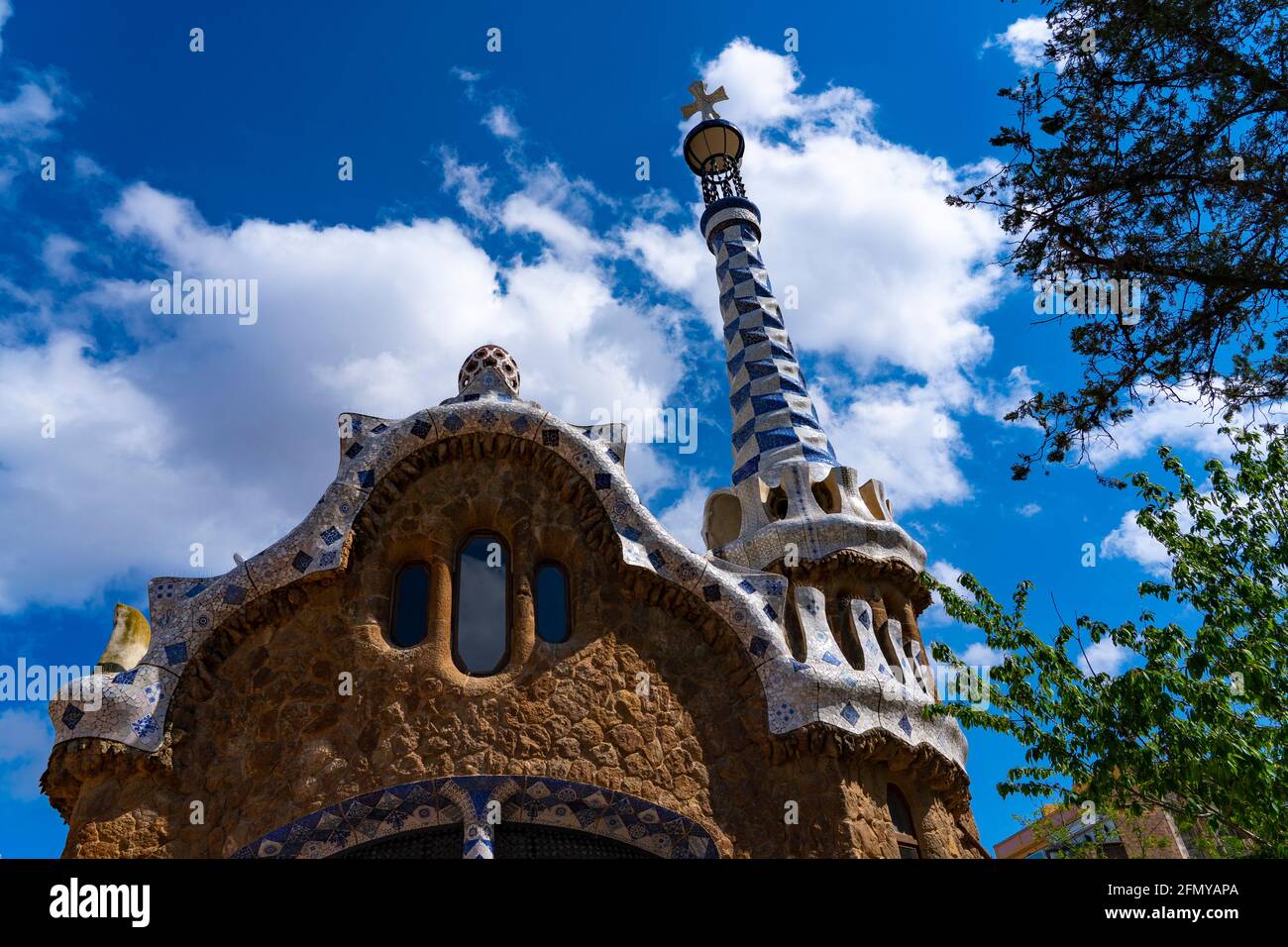 Casa del Guarda, Parc Guell, Barcelona, Catalonia, Spain Stock Photo ...
