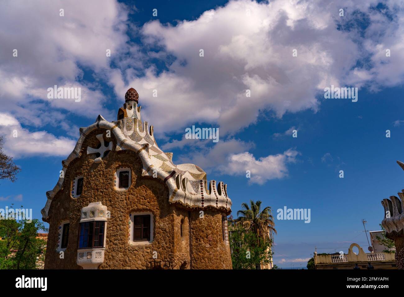 Casa del Guarda, Parc Guell, Barcelona, Catalonia, Spain Stock Photo ...