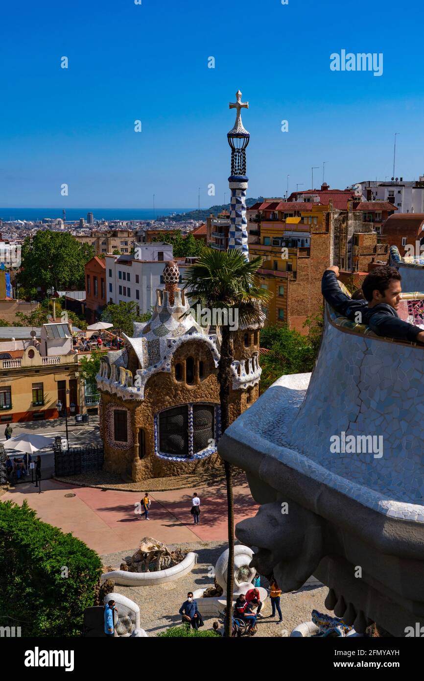 Casa del Guarda, Parc Guell, Barcelona, Catalonia, Spain Stock Photo ...