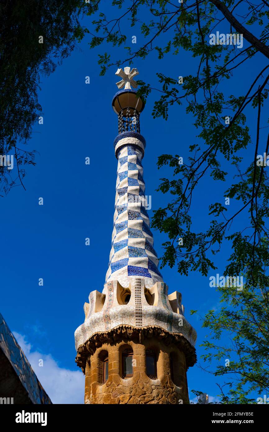 Casa del Guarda, Parc Guell, Barcelona, Catalonia, Spain Stock Photo ...