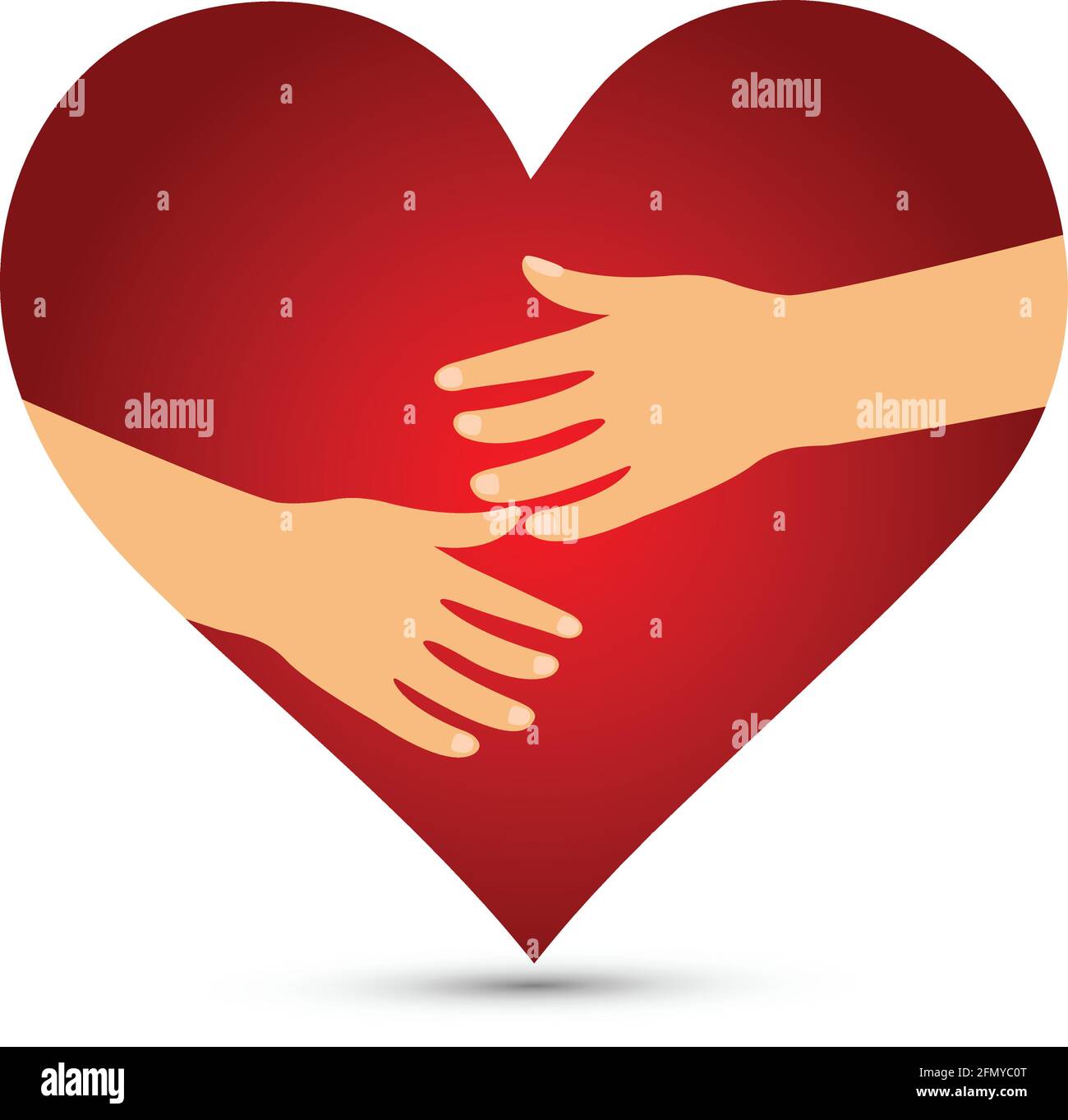 Hands embracing a red heart, conceptual vector Stock Vector Image & Art ...