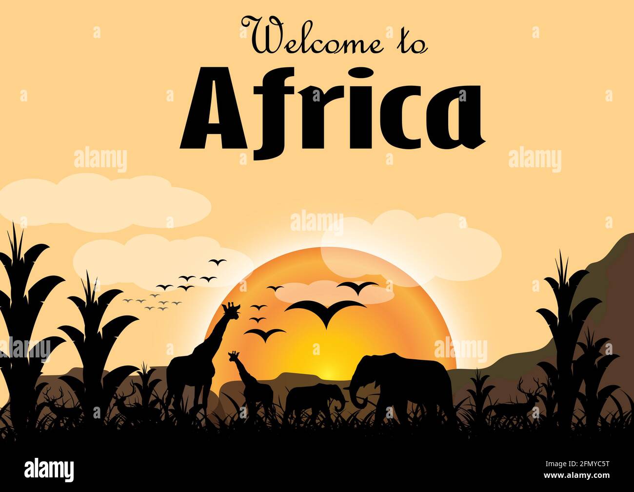 vector illustrator of a Welcome to Africa-themed background image ...