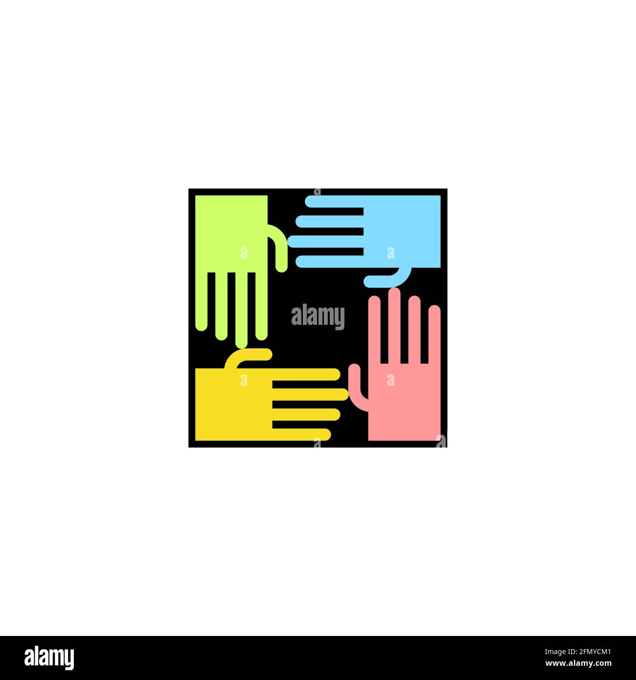 Friendship logo. Mutual aid symbol. Hands sign unification ...