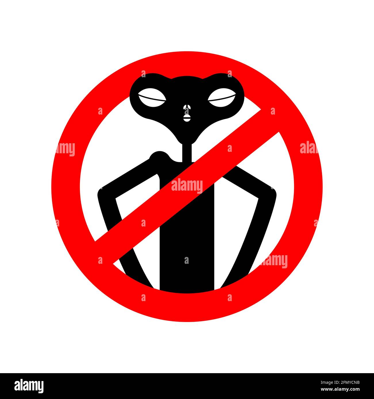 Stop Alien. Ban ufo. Red prohibition road sign. No Extraterrestrial ...