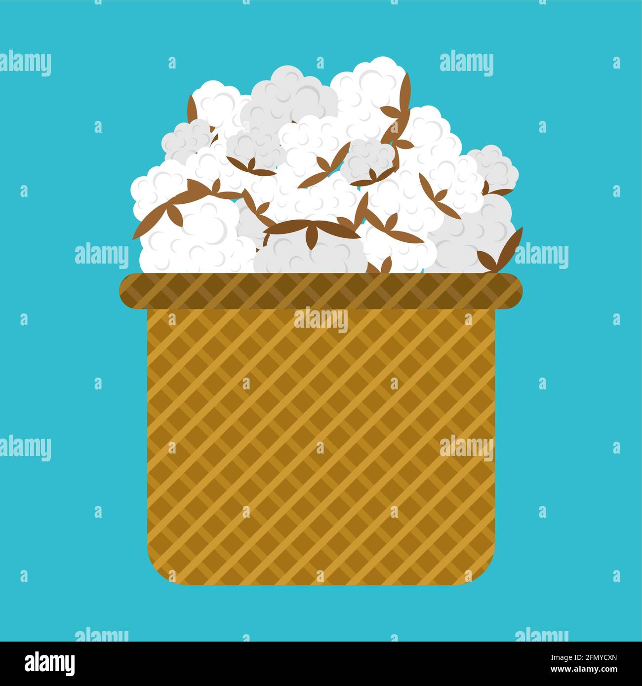 Cotton harvest. Many cotton inflorescences in basket Stock Vector Image ...