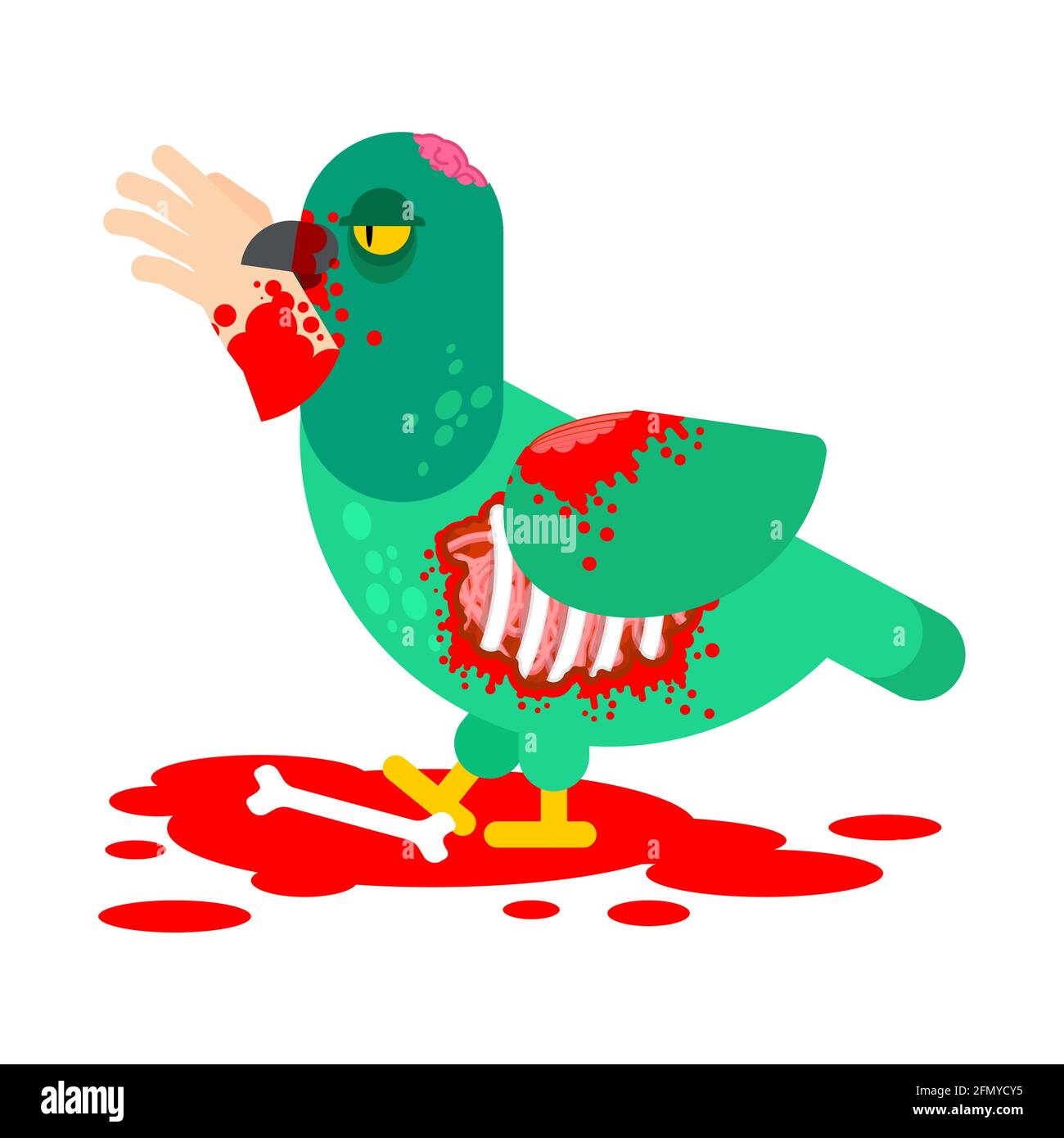 Zombie pigeon isolated. Dove revived dead monster Stock Vector Image ...