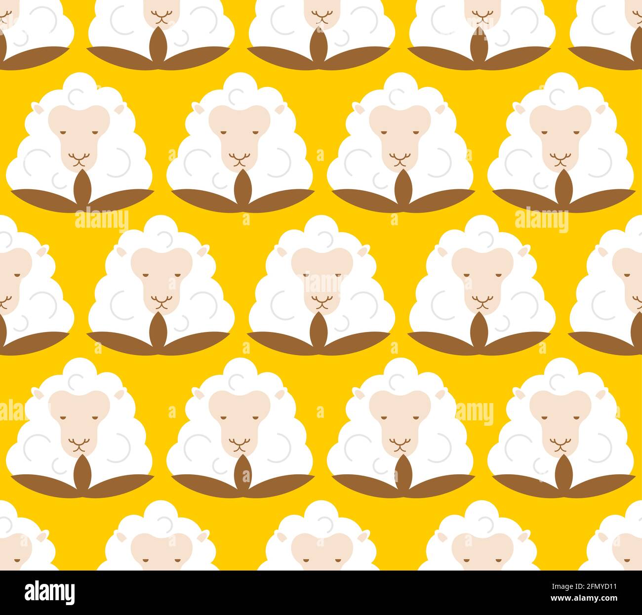 Cotton Sheep pattern seamless. Cotton flower in form of ewe background ...