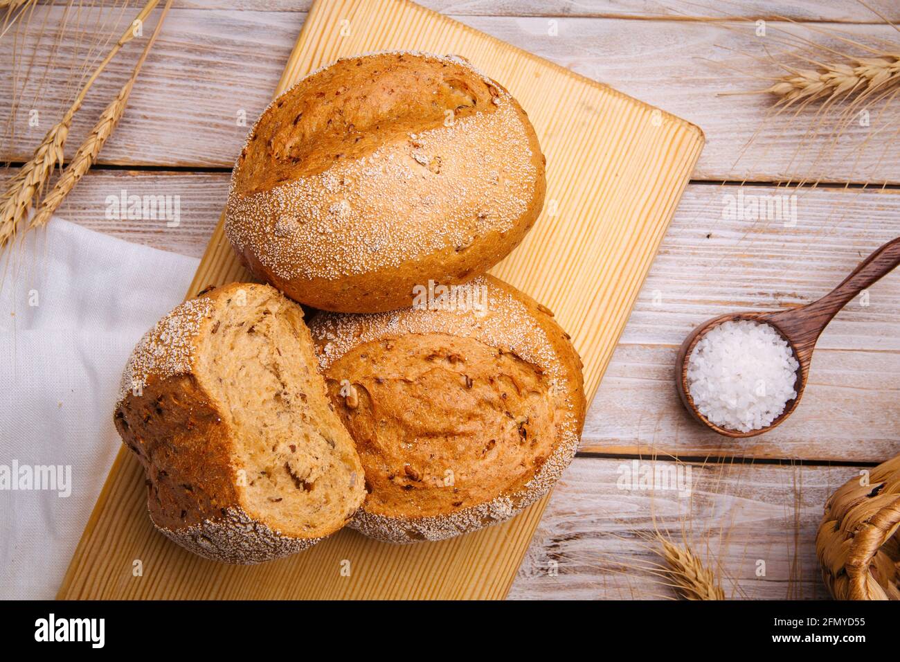 Fresh baked whole grain loaves of bread Stock Photo - Alamy