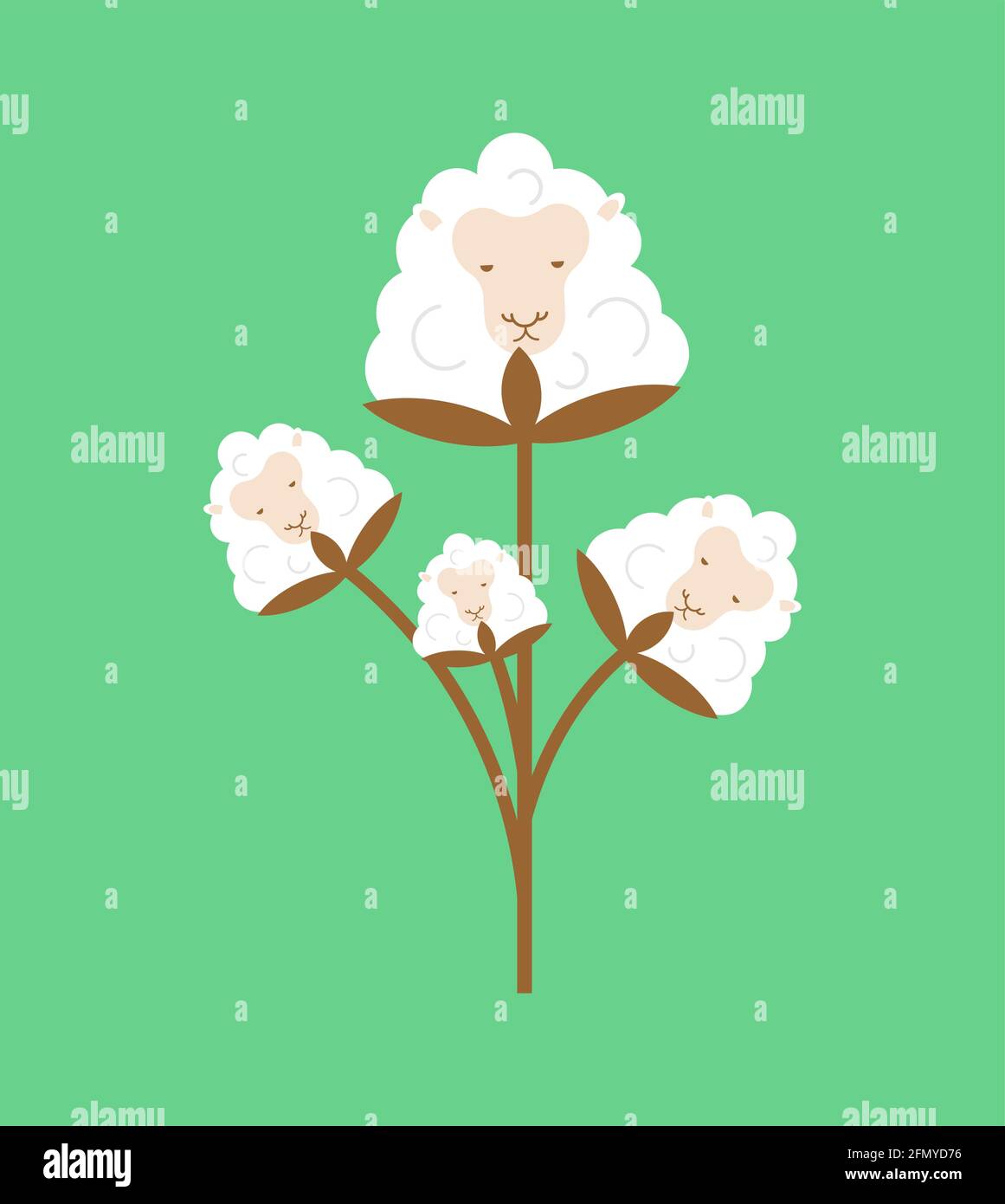Cotton Sheep isolated. Cotton flower in form of ewe. vector ...