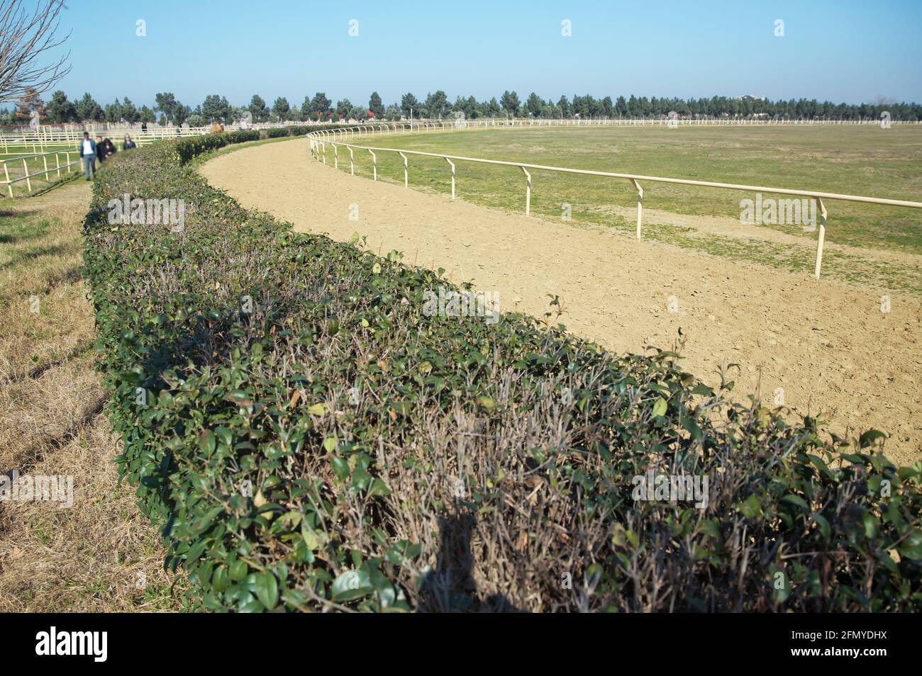 A ground running track for horses to run . A ground running track for ...