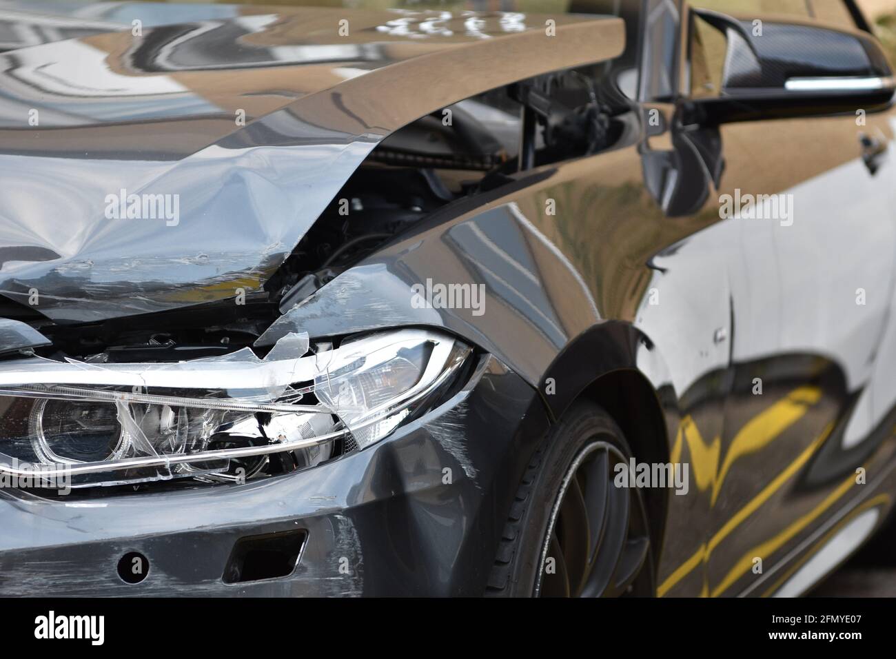 Car damage headlights front bumper hi-res stock photography and images ...