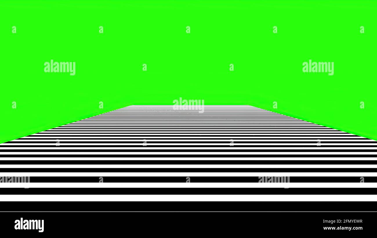 3D illustration - The white and black lines on a green screen Stock ...