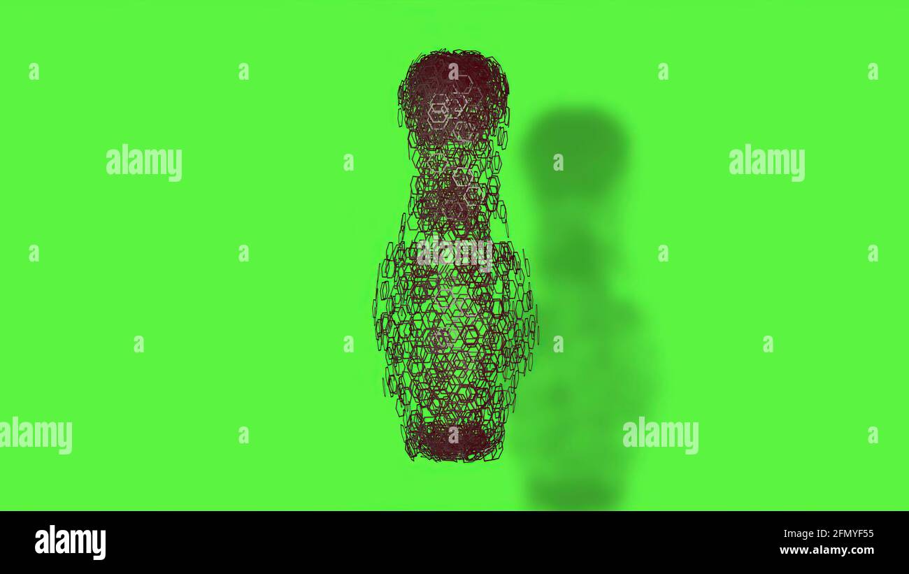 3D illustration of many small hexagons form a bowling pin shape Stock ...