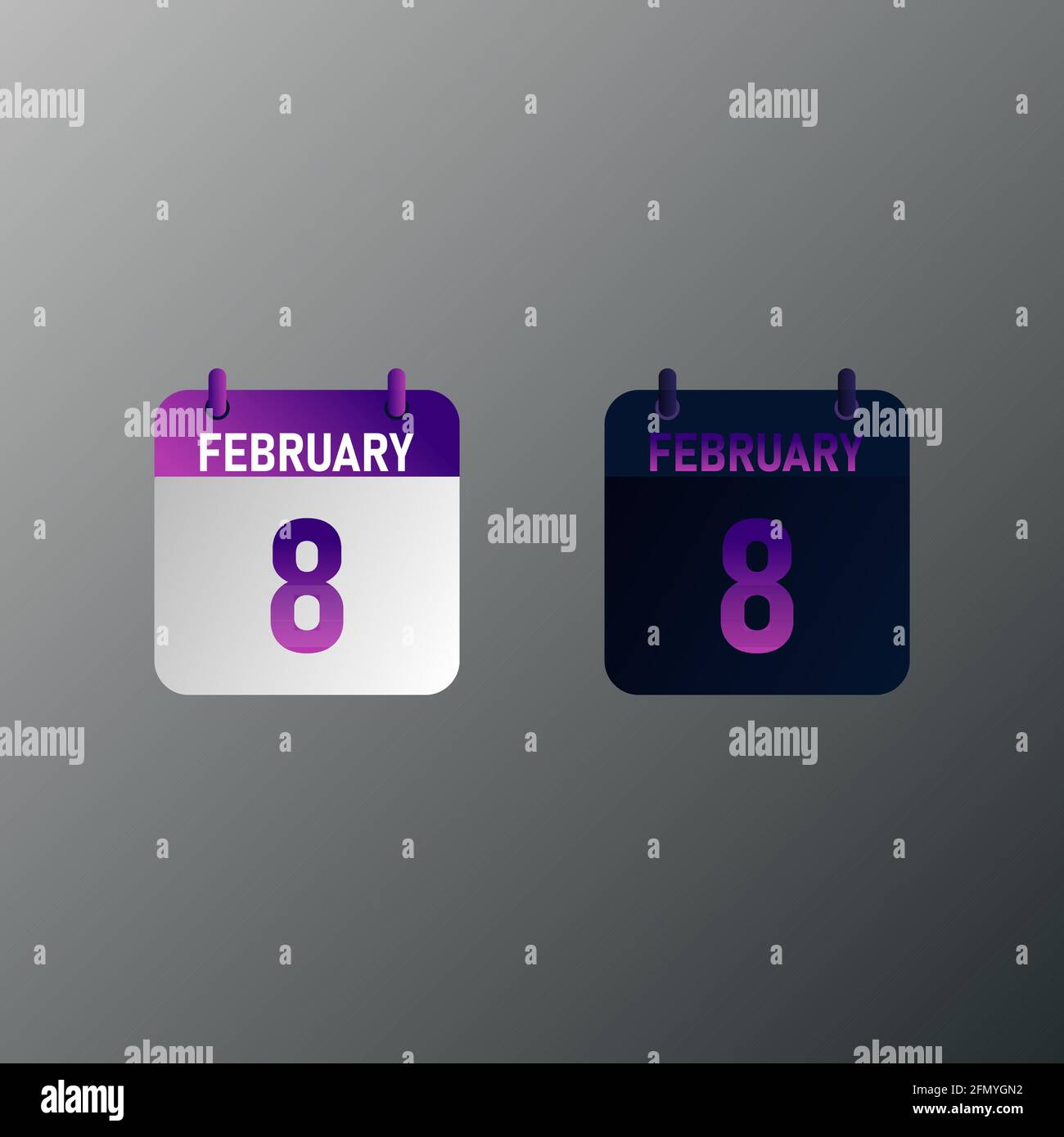 February daily calendar icon in flat design style. Vector illustration ...