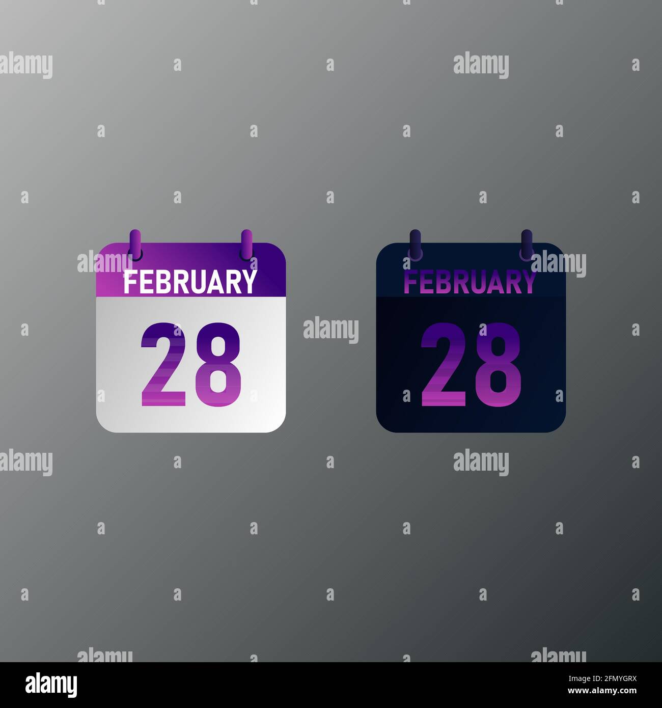February daily calendar icon in flat design style. Vector illustration ...