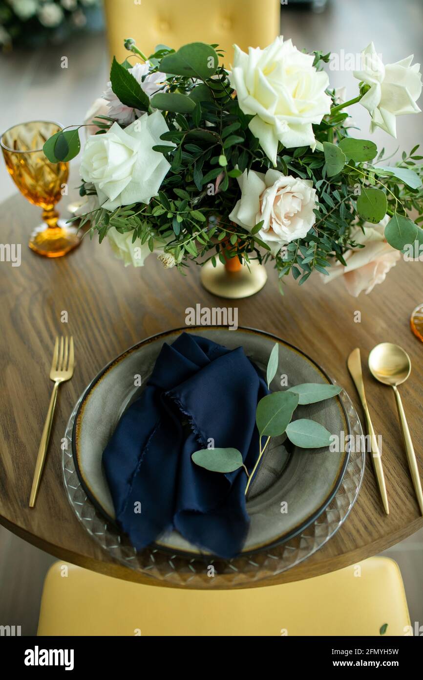 Luxury wedding table decoration. Special event table set up. Fresh ...