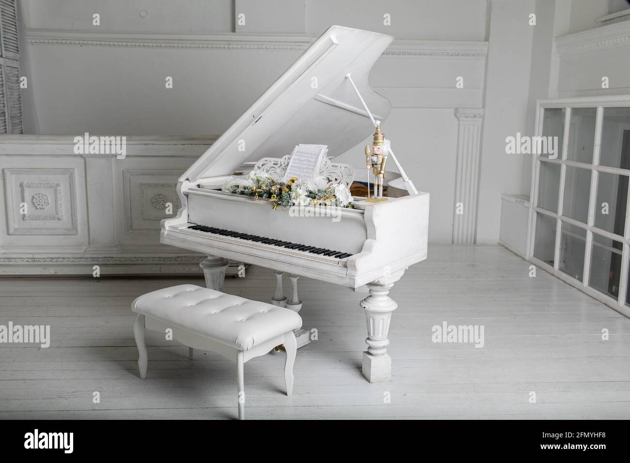 Beautiful White Grand Piano