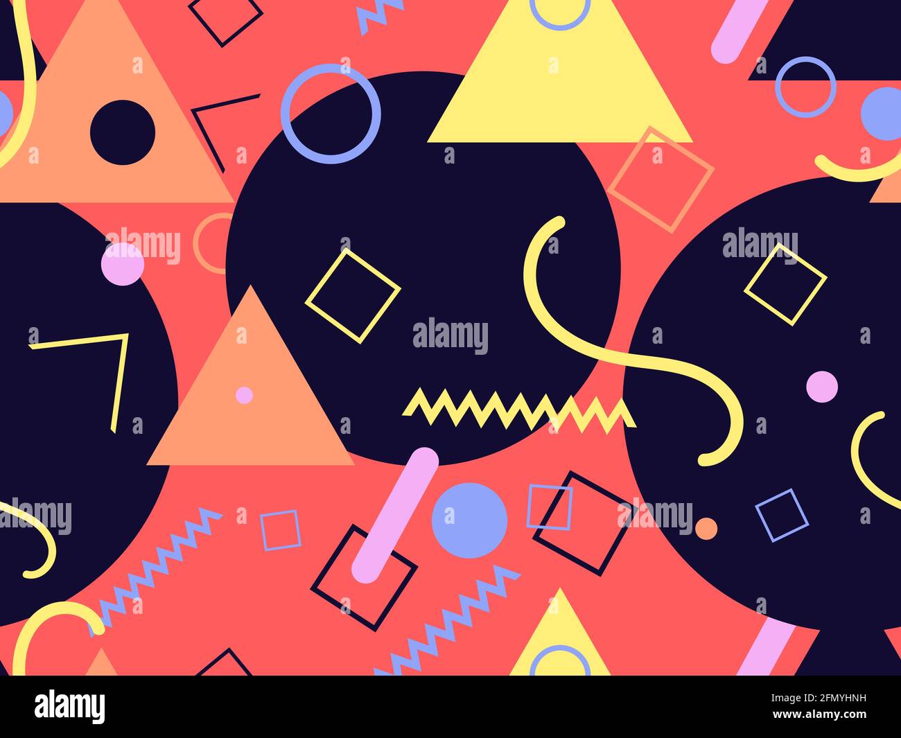 Memphis seamless pattern. Geometric elements memphis in the style of 80 ...