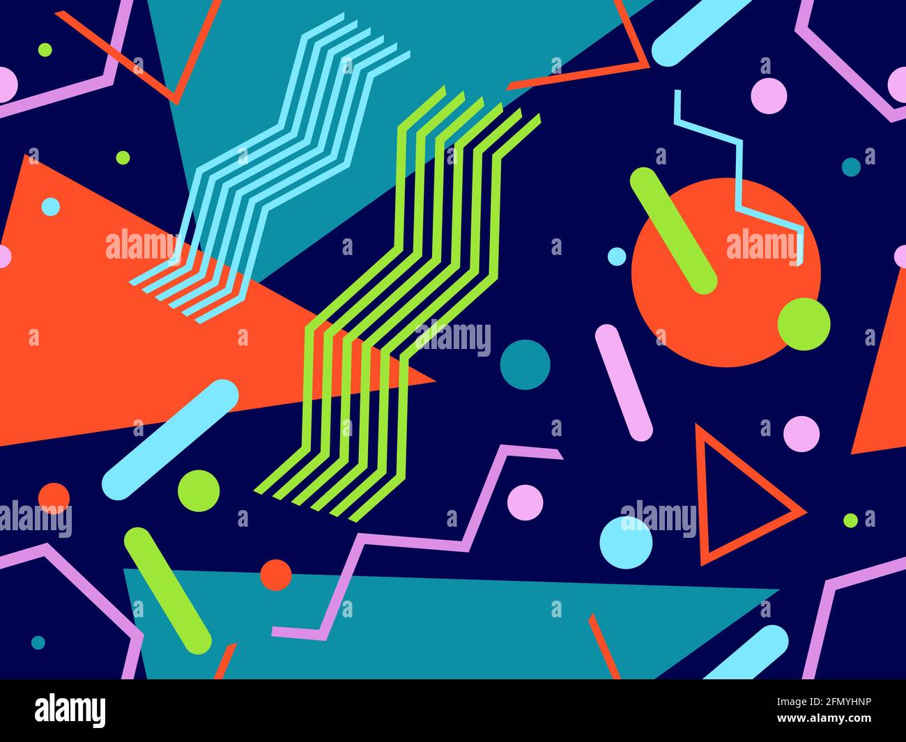 Memphis seamless pattern. Geometric elements memphis in the style of 80 ...