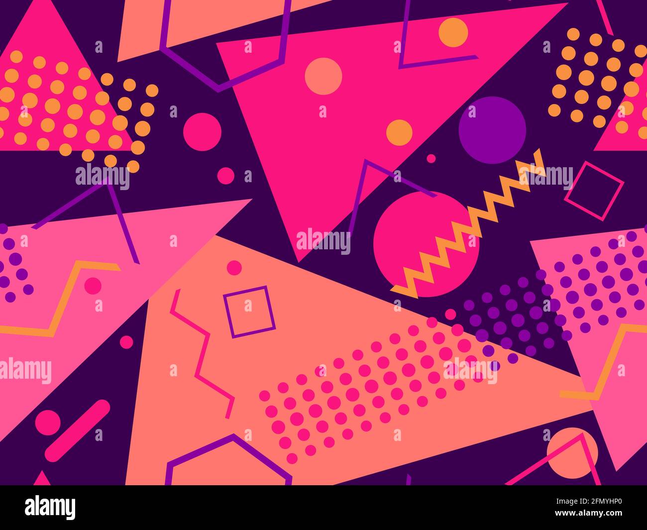 Memphis seamless pattern. Geometric elements memphis in the style of 80 ...