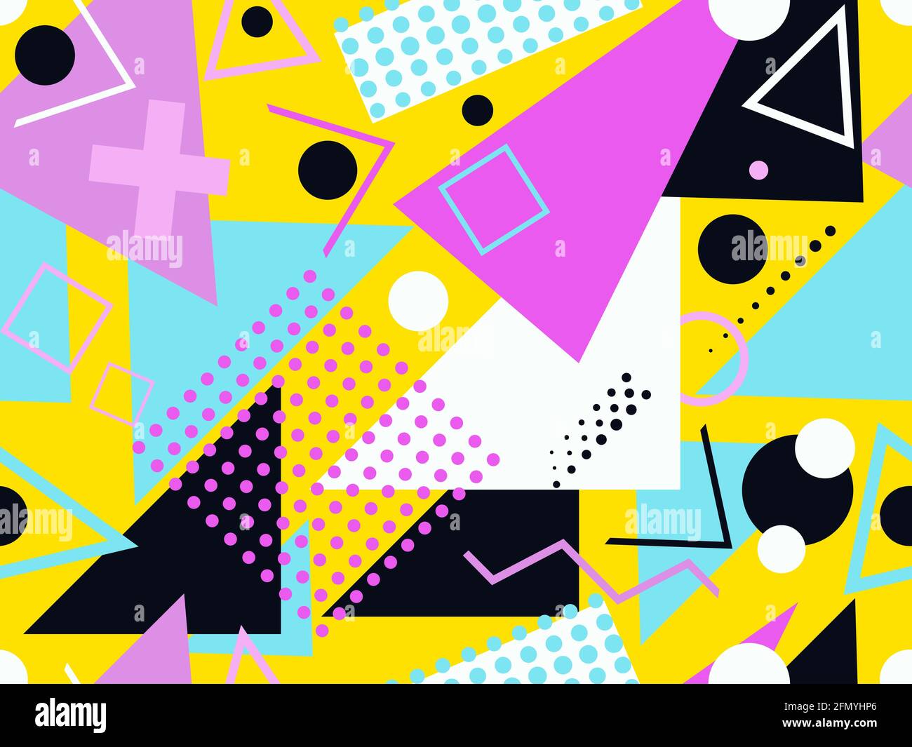 Memphis seamless pattern. Geometric elements memphis in the style of 80 ...