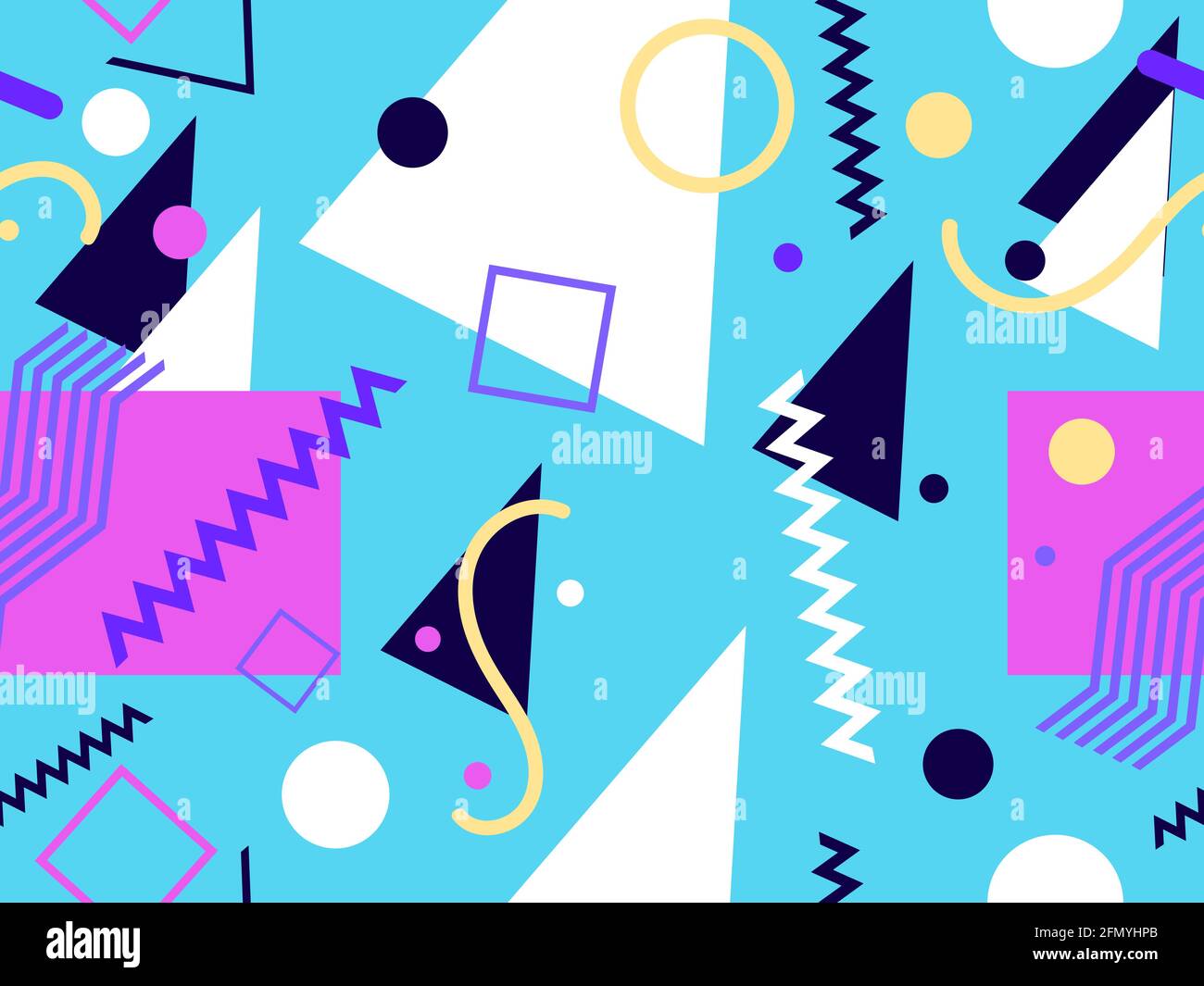 Memphis seamless pattern. Geometric elements memphis in the style of 80 ...