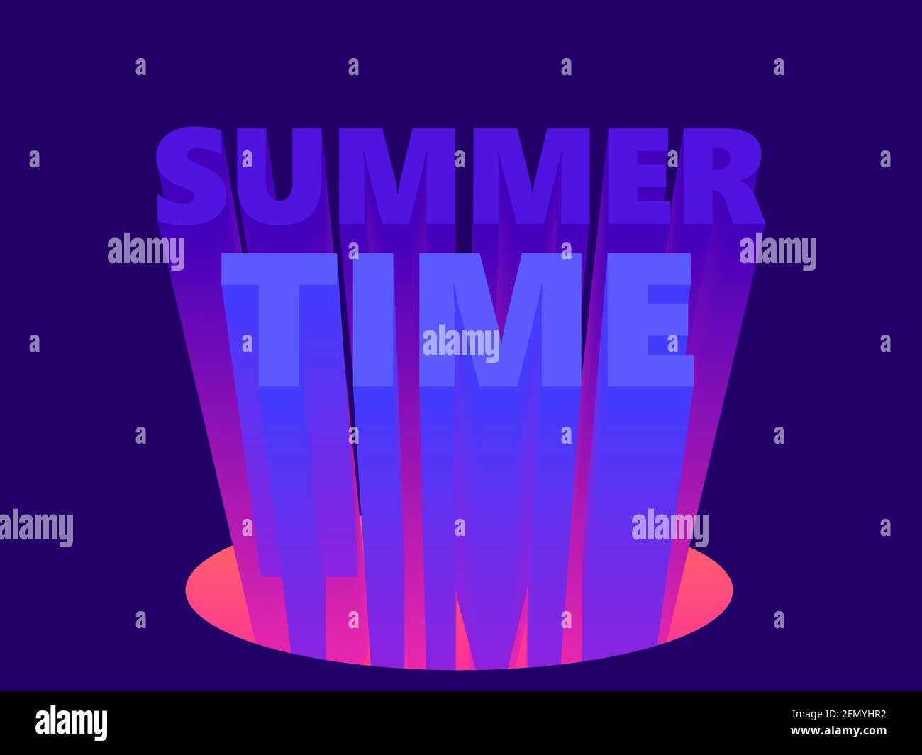 Summer time. 80s retro sci-fi 3D text. Synthwave and retrowave style ...