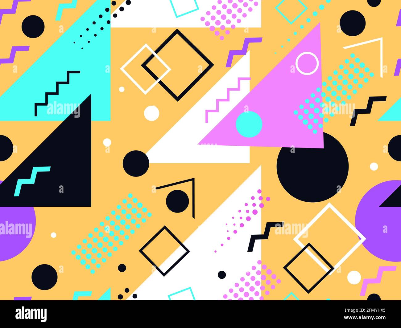 Memphis seamless pattern. Geometric elements memphis in the style of 80 ...