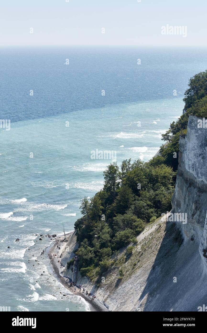 Spectacular cliffs of Mons Klint on Mon Island in Denmark. Top view of ...