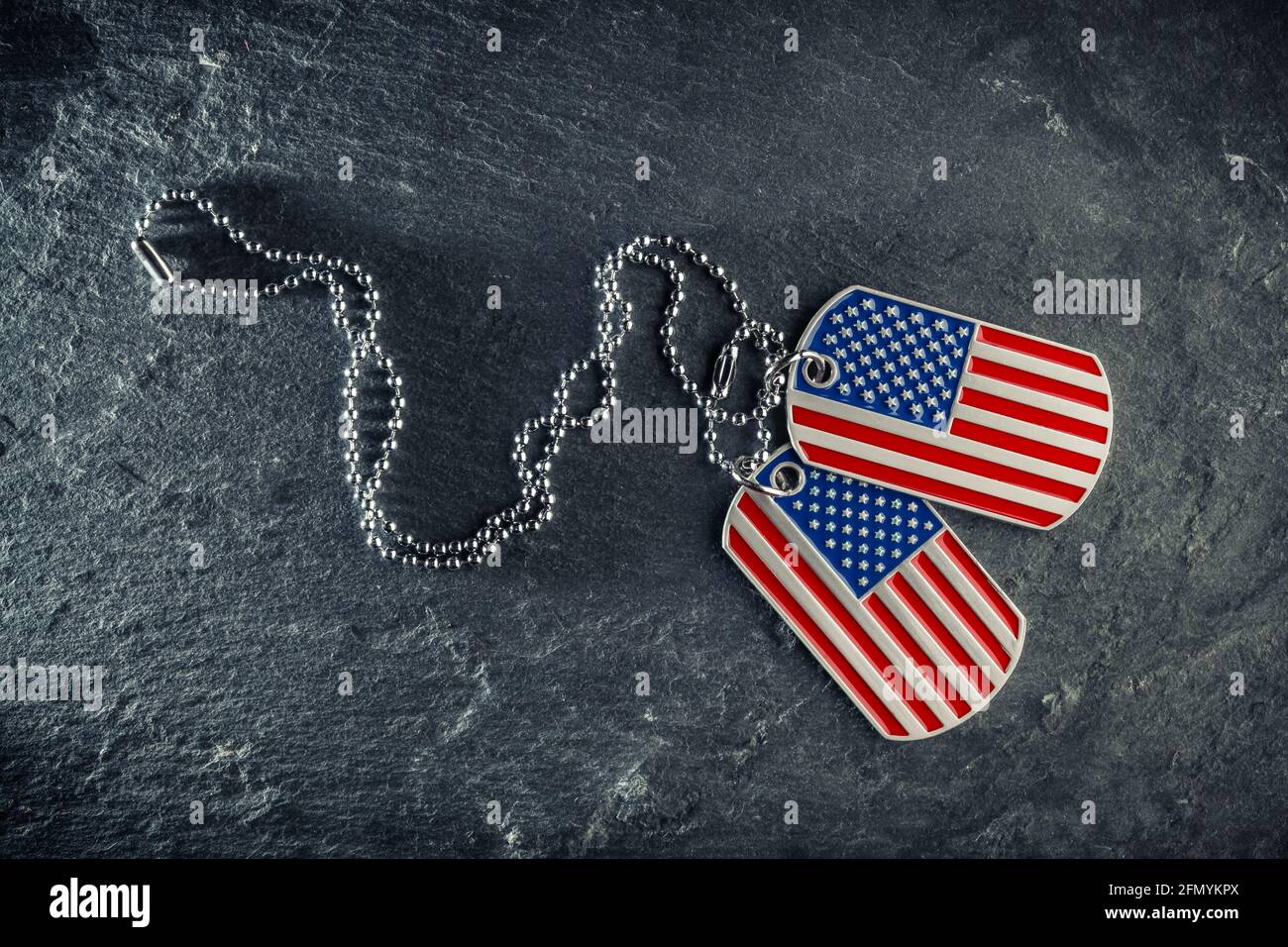 US military dog tags in the shape of the American flag. Memorial Day ...