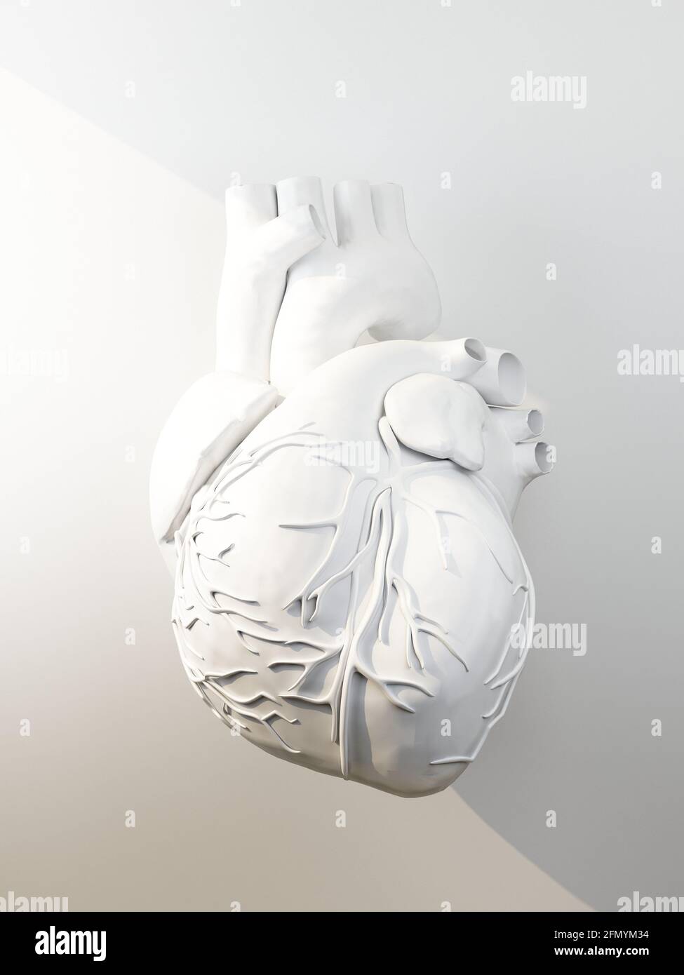 white human heart with ray of light. 3d rendering Stock Photo - Alamy