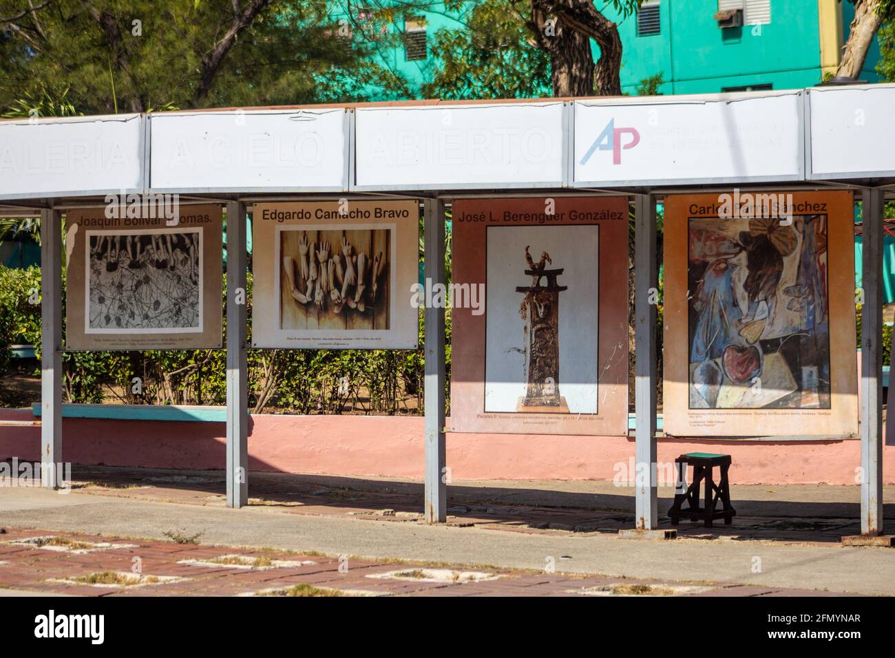Art exhibition on a public park by the 18 Floor Building in Santiago de ...