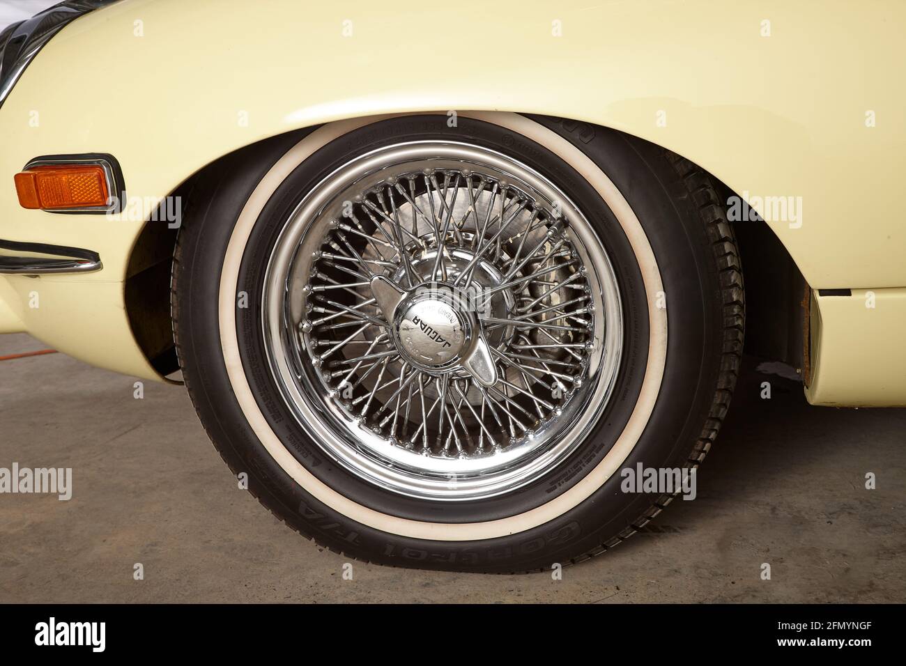 Jaguar E Type wheel with characteristic spikes and a central nut - an ...