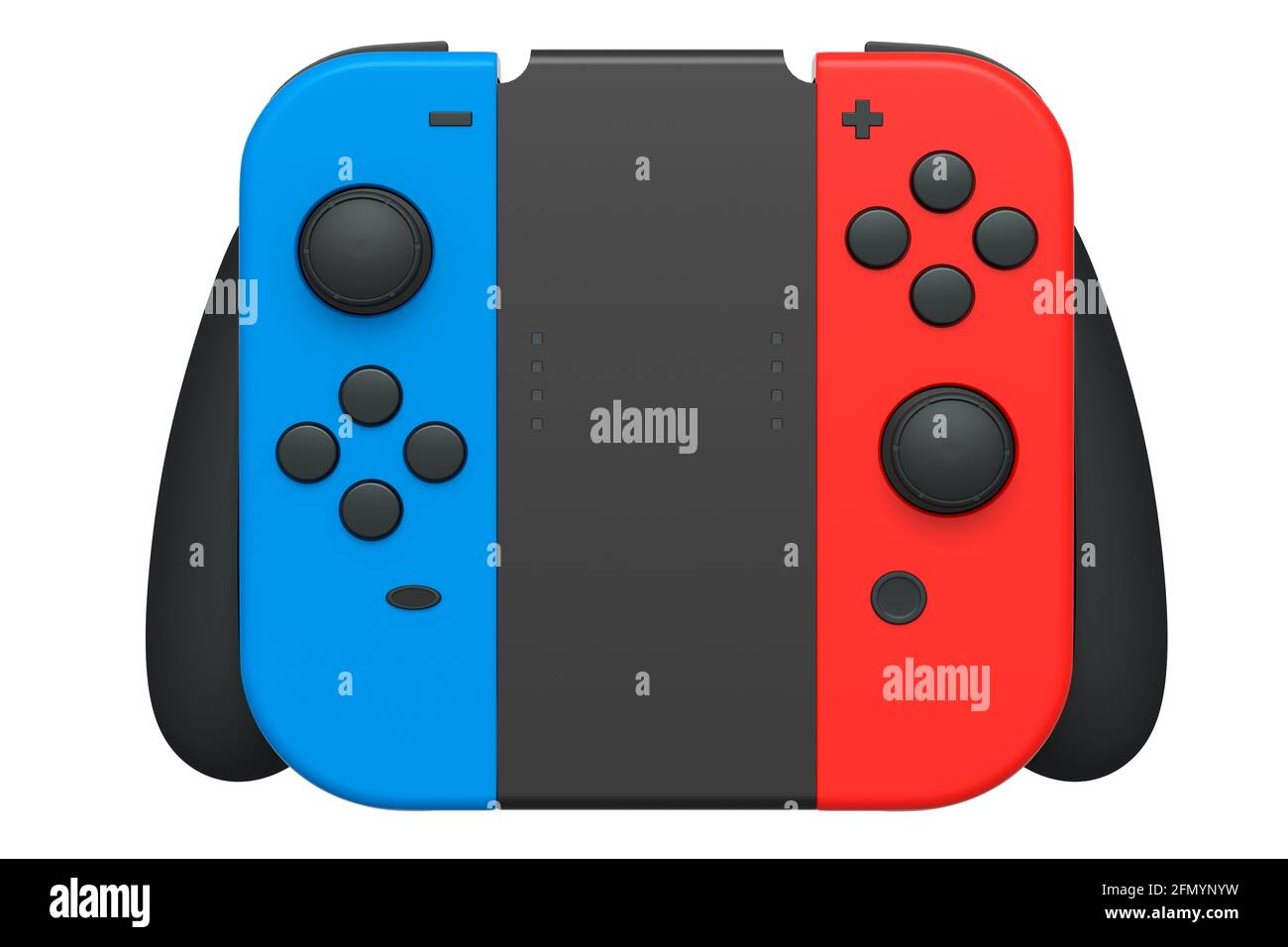 Portable video game controllers attached to touch screen on white ...