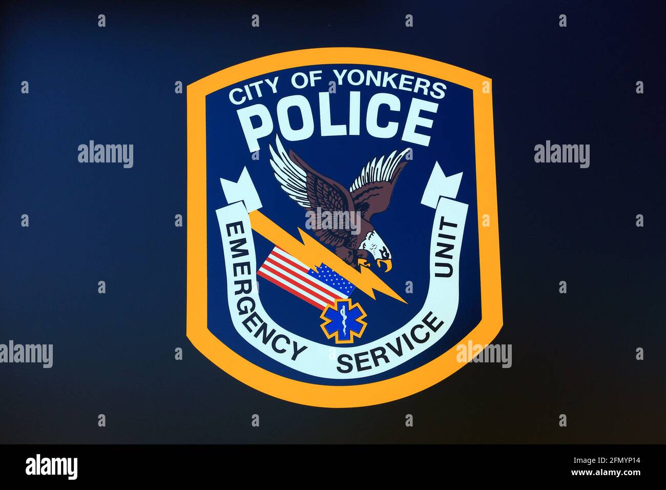 Police sticker Yonkers New York Stock Photo - Alamy