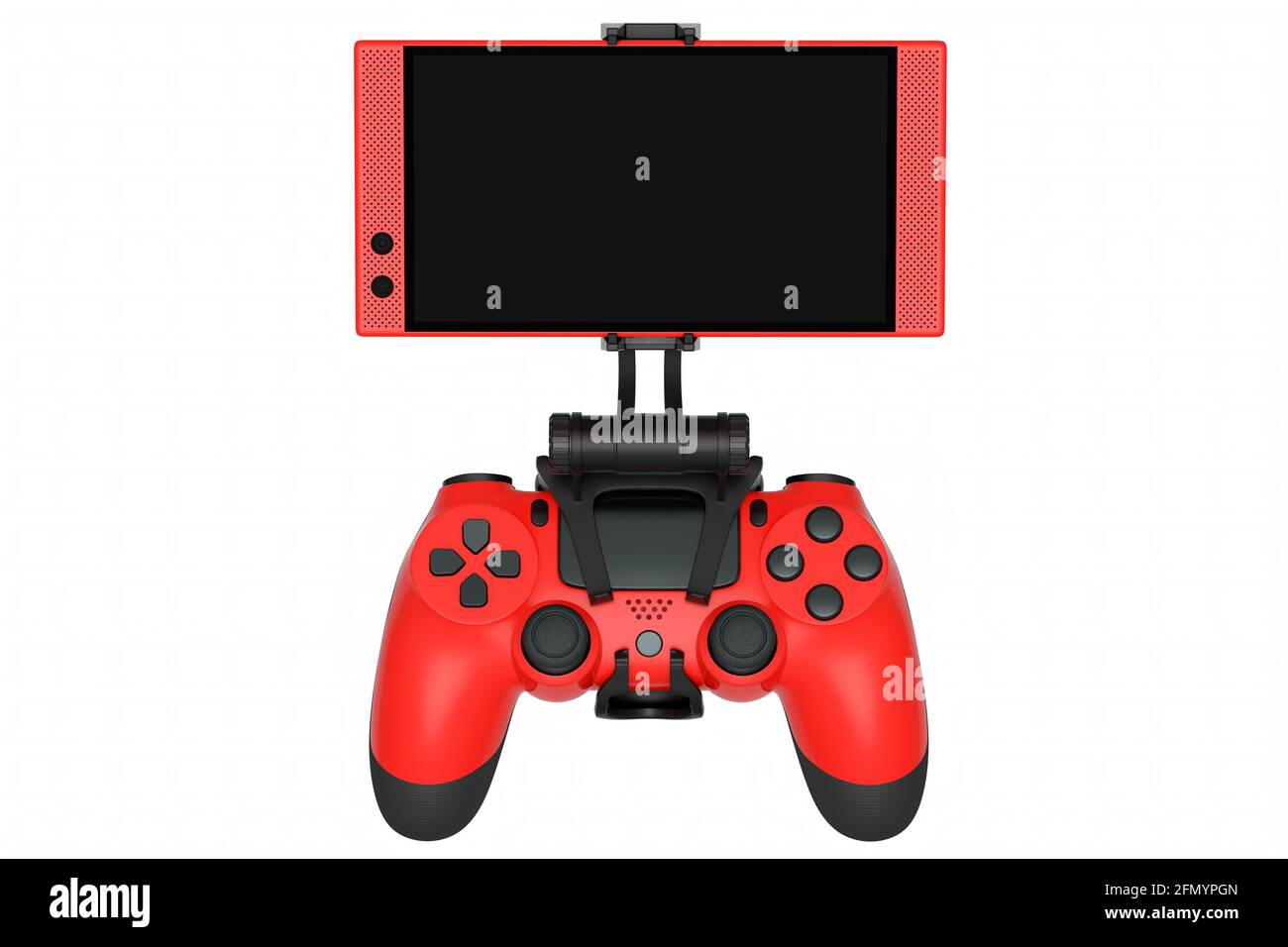 Realistic red joystick for playing games on a mobile phone on white ...