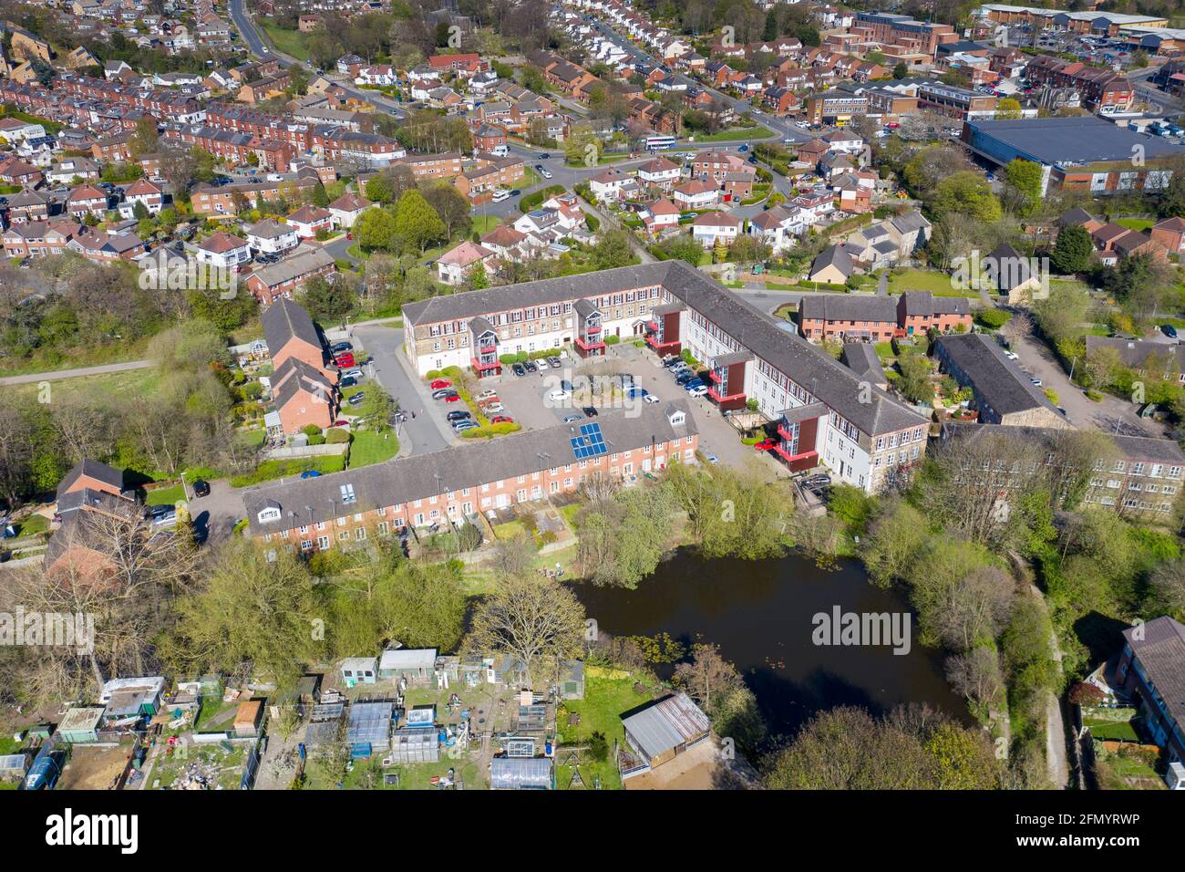 Aerial photo of the British town of Meanwood in Leeds West Yorkshire ...