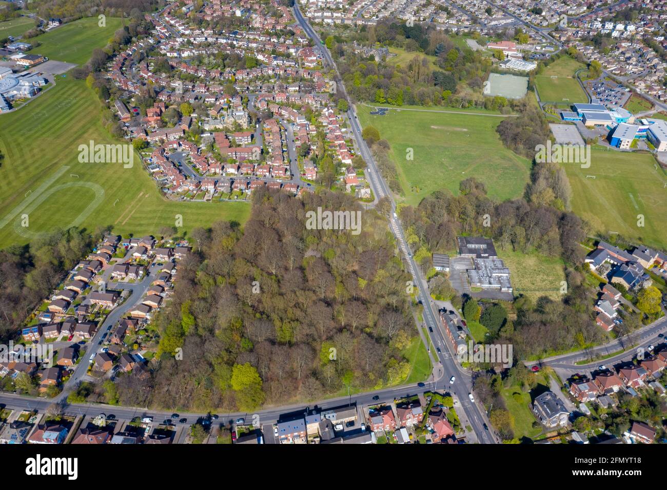 Aerial photo of the British town of Meanwood in Leeds West Yorkshire ...