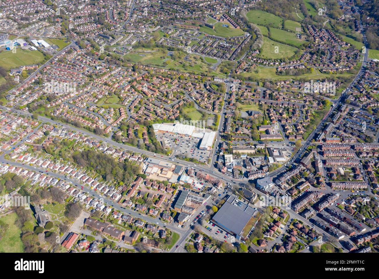 Aerial photo of the British town of Meanwood in Leeds West Yorkshire ...