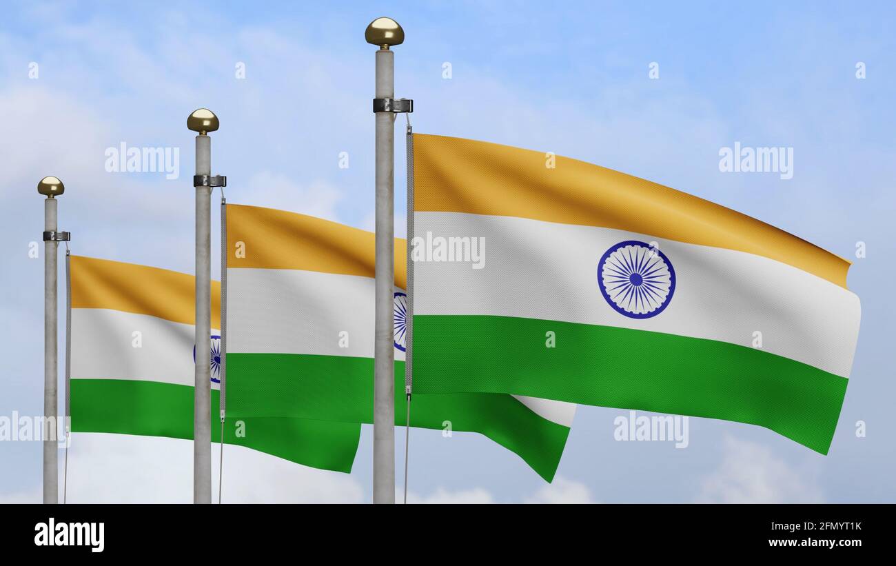 Tiranga indian flag waving in the wind. Close up of India banner ...