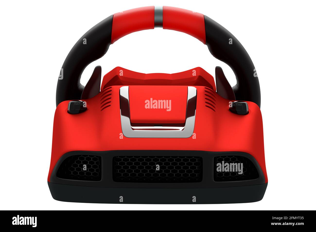 Realistic leather steering wheel isolated on a white background back ...