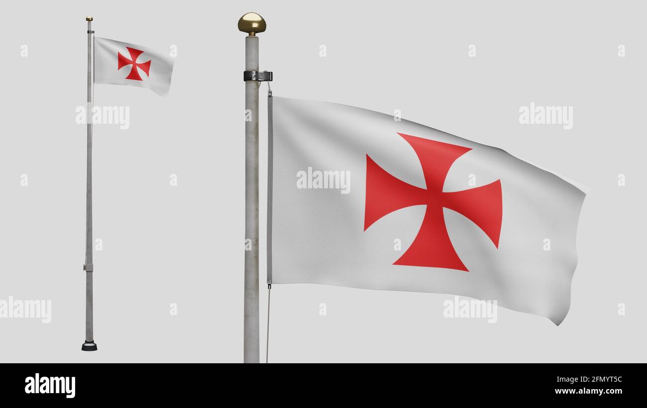 3D Banner of the knights templars, the Catholic military order medieval ...