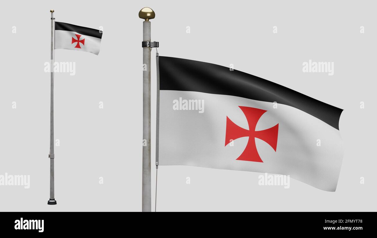 3D Banner of the knights templars, the Catholic military order medieval ...