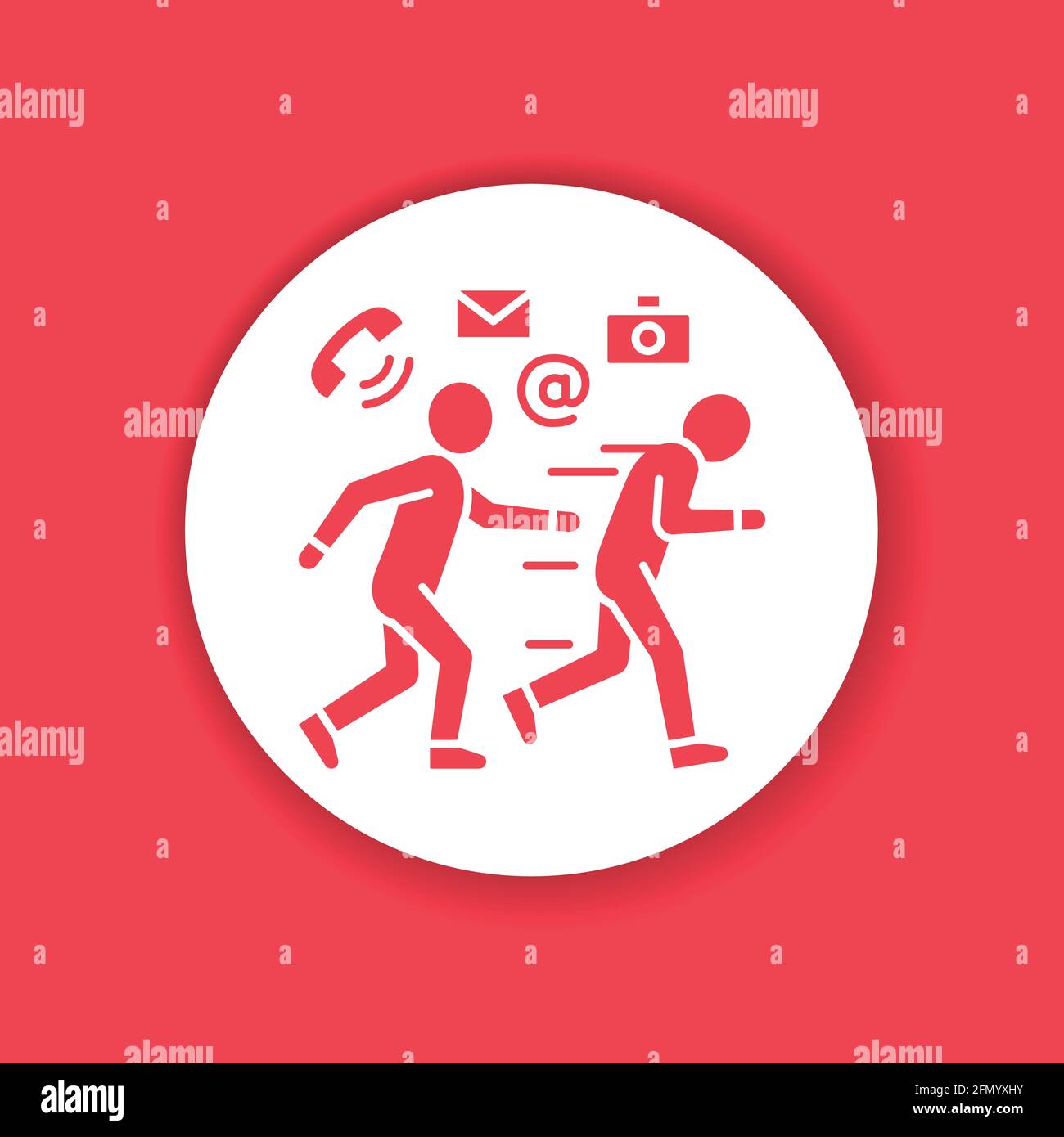 Pursuit black glyph icon. Invasion of privacy. Harassment, and violence ...