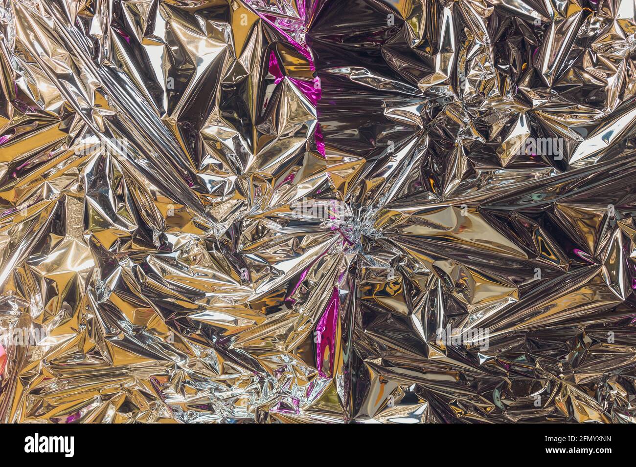 Silver foil background with shiny crumpled surface for texture ...
