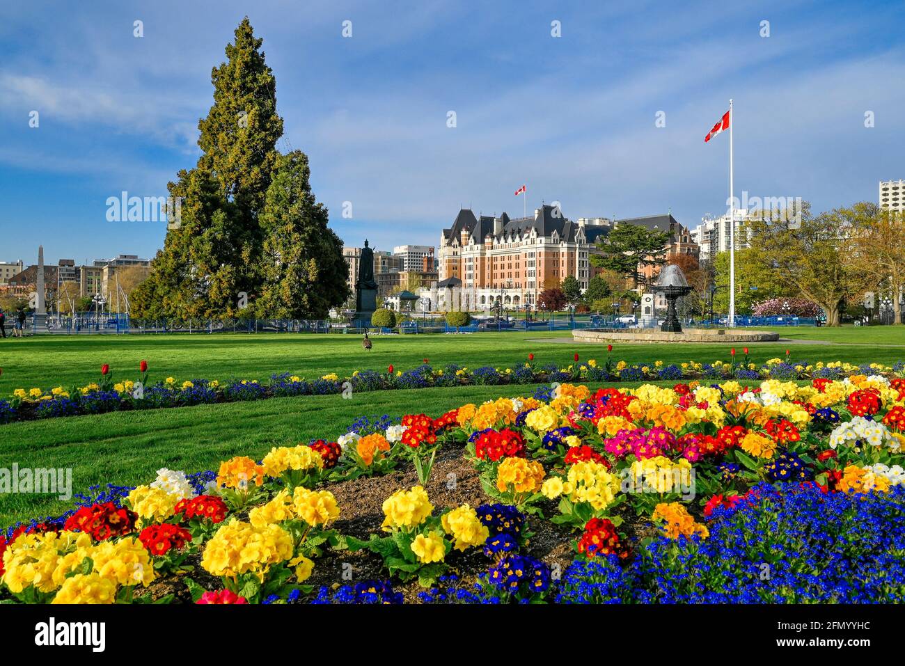 Spring flower beds, Fairmont Empress Hotel, Victoria, British Columbia ...