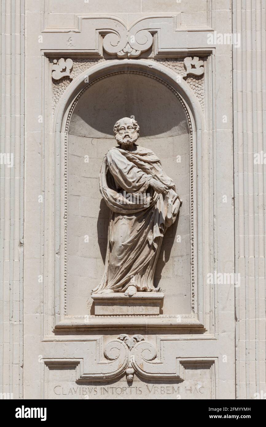 Statue sculpture in the square of the famous basilica Church of the ...