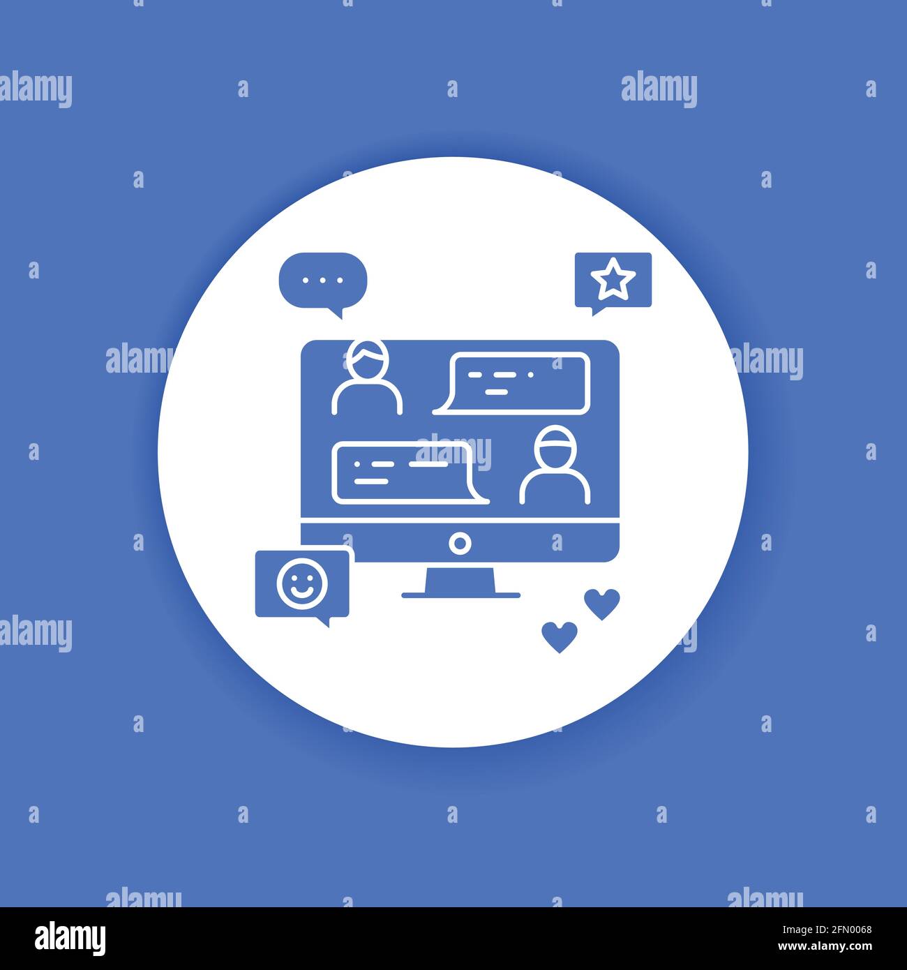 Online chatting on a computer black glyph icon. Internet communication ...