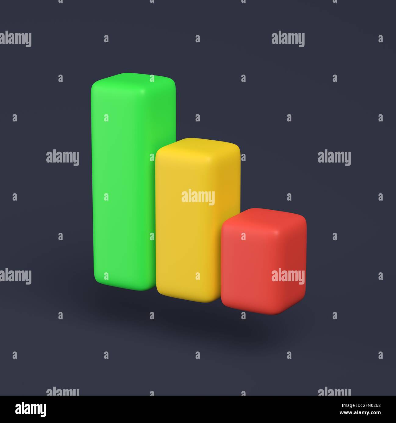Simple graph icon with colorful rectangles 3D-illustration on pastel ...