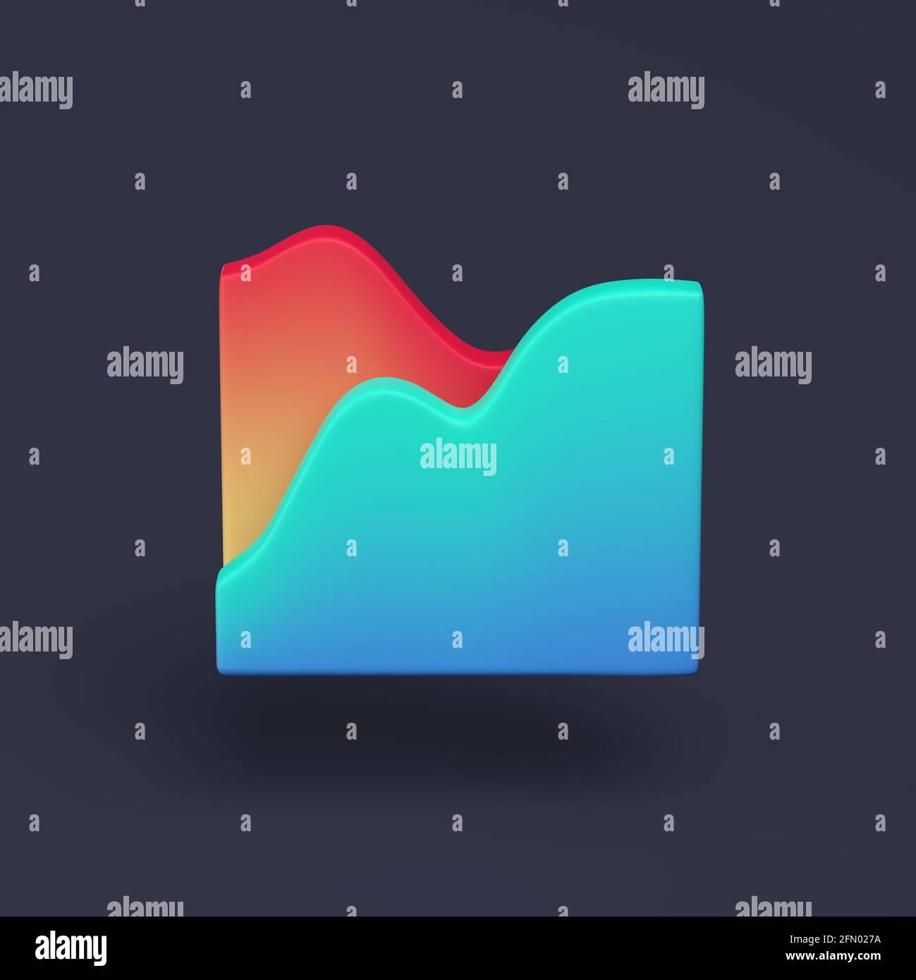 Simple wave diagram icon with colorful gradients 3D illustration on ...